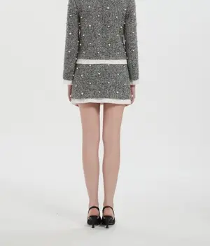 Marissa Chiara Woolen A-line Skirt With Pearl Embellishments