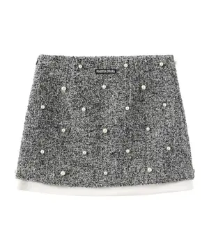 Marissa Chiara Woolen A-line Skirt With Pearl Embellishments