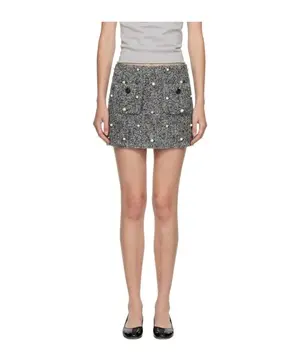 Marissa Chiara Woolen A-line Skirt With Pearl Embellishments