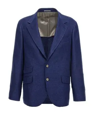 Brunello Cucinelli Single-breasted Long Sleeved Blazer - Blue