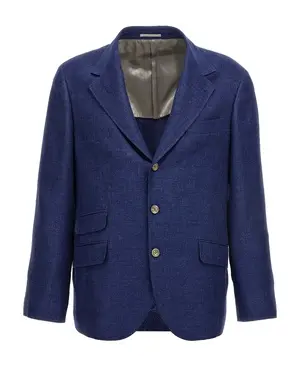 Brunello Cucinelli Single-breasted Long Sleeved Blazer - Blue
