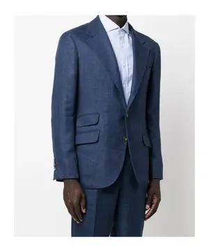 Brunello Cucinelli Single-breasted Long Sleeved Blazer - Blue