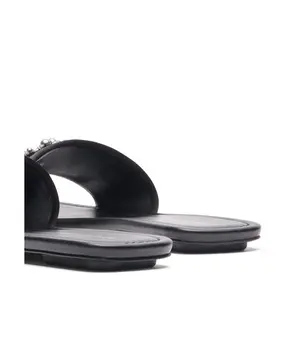 STUART WEITZMAN Poppy Embellished Flat Sandals - Black/silver/gray