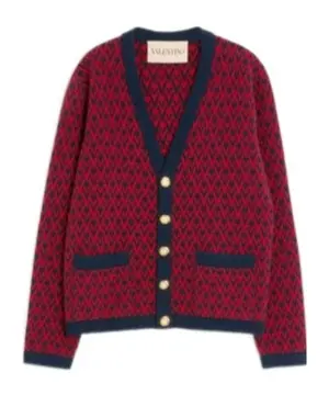 Valentino Garavani Geometric Pattern V-neck Cardigan