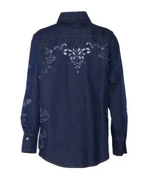 FORTE_FORTE Long Sleeve Denim Shirt With Embellished Details