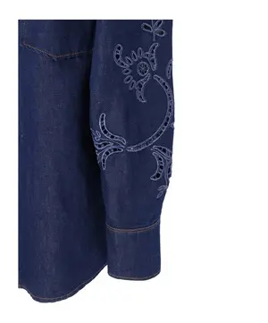 FORTE_FORTE Long Sleeve Denim Shirt With Embellished Details