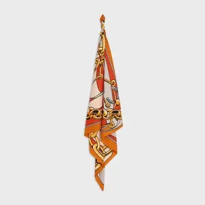 Celine Square Silk Twill Scarf With Chain Print