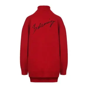 Balenciaga High Neck Cashmere Pullover With Side Fork Detail