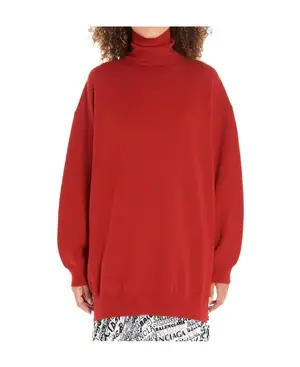Balenciaga High Neck Cashmere Pullover With Side Fork Detail