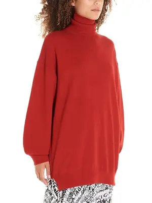 Balenciaga High Neck Cashmere Pullover With Side Fork Detail