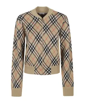 Burberry Checked Zip-up Cardigan - Multicolor