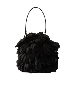 Prada Mini Satin And Patent Leather Bucket Bag With Appliqu