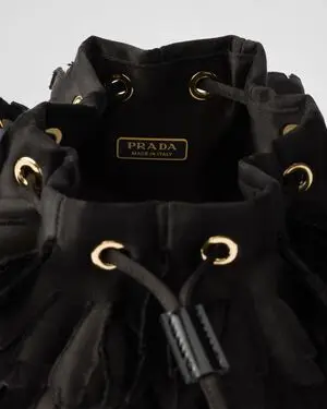 Prada Mini Satin And Patent Leather Bucket Bag With Appliqu
