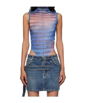 JEAN PAUL GAULTIER Printed Striped Bodysuit
