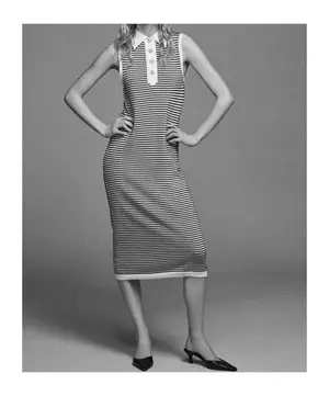 FRAME Sleeveless Striped Midi Dress - Gray