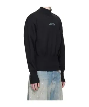 JEAN PAUL GAULTIER Cropped Crew Neck Sweatshirt - Black