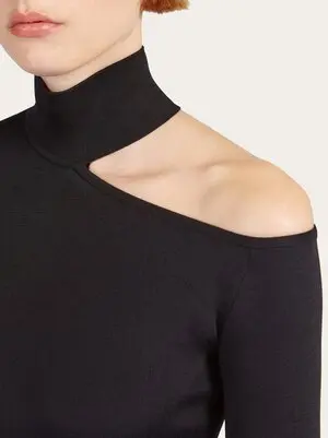 FERRAGAMO Long Sleeve Cut Out High Neck Dress