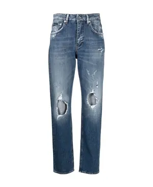 Dolce & Gabbana Distressed Straight Leg Jeans - Blue