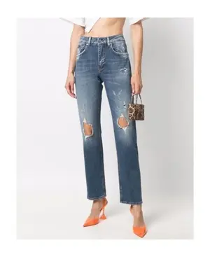 Dolce & Gabbana Distressed Straight Leg Jeans - Blue