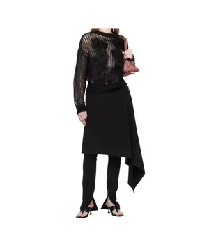 Attico Openwork Knit Sweater With Ostrich Feather Appliqu