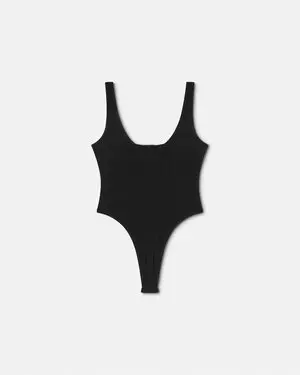 Versace Logo Embroidered Ribbed Bodysuit