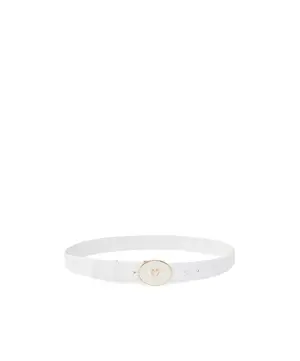 Pinko Logo Detailed Buckled Belt - White