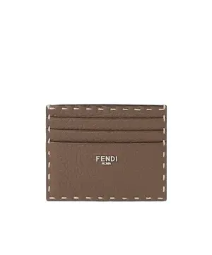 Fendi Selleria Card Holder With 100 Hand-sewn Topstitches - Brown