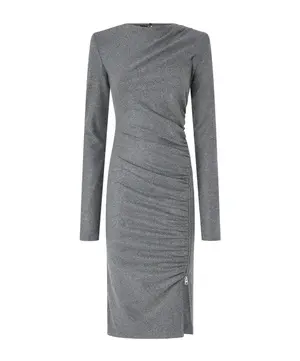 Pinko Slim-fit Midi Dress With Wide Collar And Side Slits