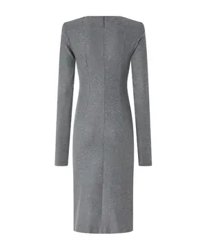 Pinko Slim-fit Midi Dress With Wide Collar And Side Slits