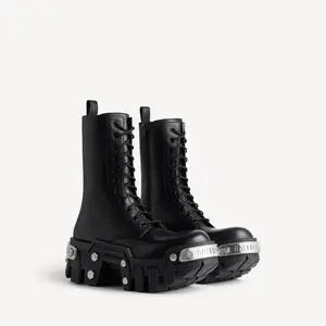 Balenciaga Leather Platform Lace-up Boots