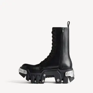 Balenciaga Leather Platform Lace-up Boots