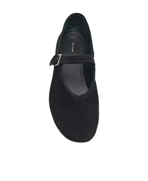 THE ROW Boheme Mj Suede Ballerina - Black