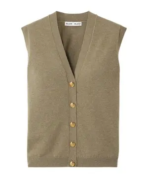 BLAZÉ MILANO Sleeveless V-neck Cardigan - Brown