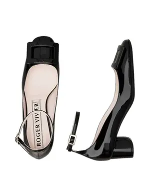 ROGER VIVIER Patent Leather Ankle Strap Pumps
