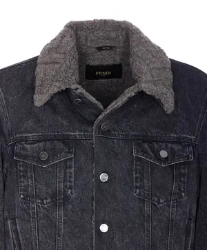 Fendi Denim Jacket With Wool Collar
