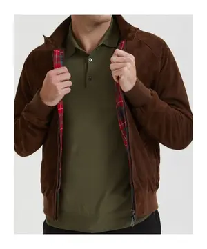 BARACUTA G9 Suede Bomber Jacket - Red