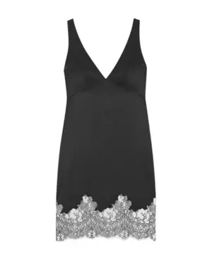 Saint Laurent Sleeveless V-neck Lace Trimmed Dress