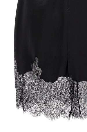 Saint Laurent Sleeveless V-neck Lace Trimmed Dress