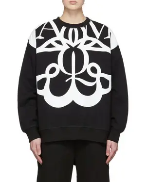 Alexander McQueen Graffiti Print Crew Neck Sweater