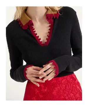 La DoubleJ Cotton-cashmere Sweater With Picket Edge Detail