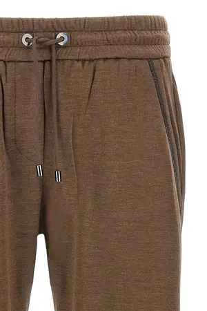Brunello Cucinelli Drawstring Tapered Sweatpants - Brown
