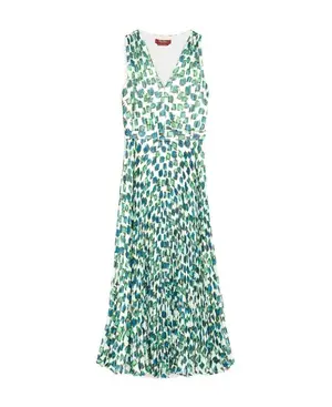 Max Mara Graphic Print Pleated Midi Dress
