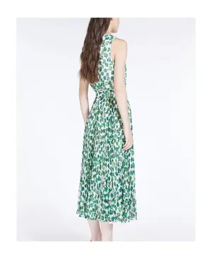 Max Mara Graphic Print Pleated Midi Dress