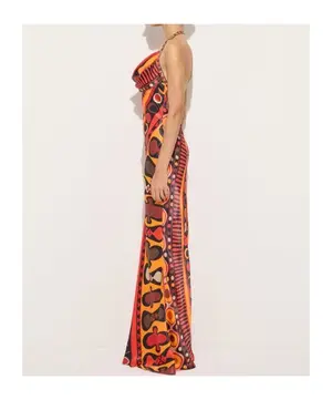 Emilio Pucci Printed Cowl Neck Long Dress - Red