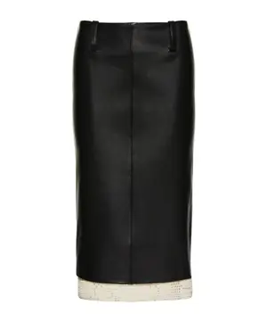 Magda Butrym Leather Lace Hem Midi Skirt