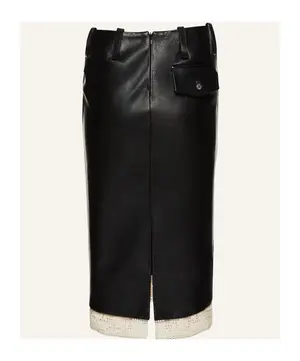 Magda Butrym Leather Lace Hem Midi Skirt