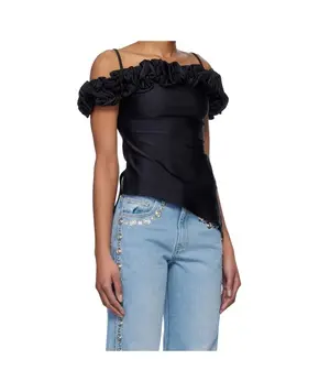 Coperni Off-shoulder Ruffled Asymmetric Hem Top