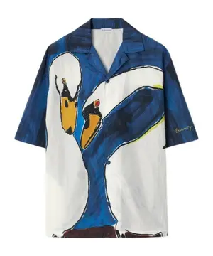 Burberry Swan-printed Short Sleeved Shirt