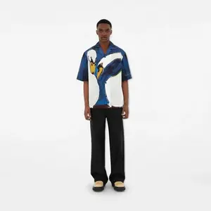 Burberry Swan-printed Short Sleeved Shirt