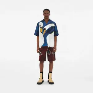 Burberry Swan-printed Short Sleeved Shirt